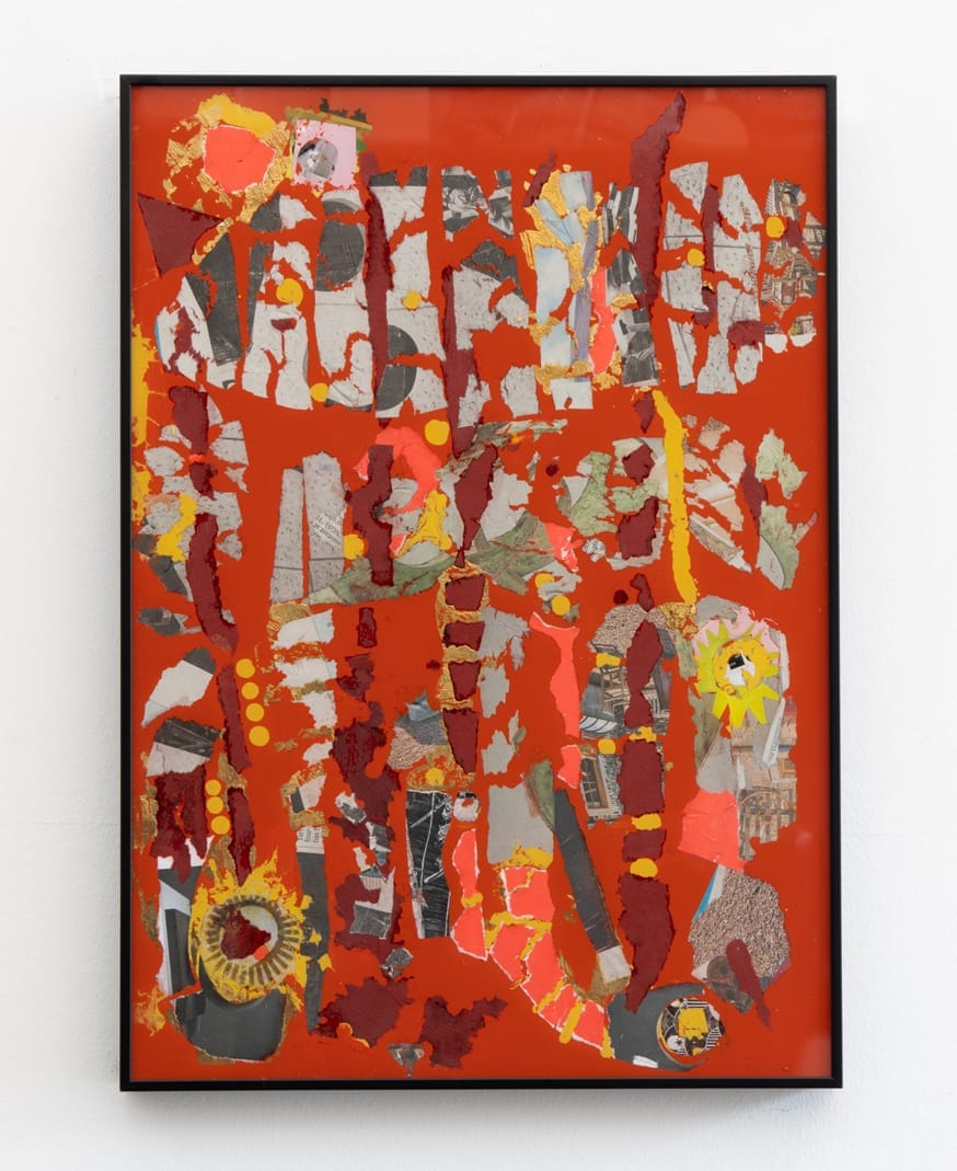 Collage Fragments on Orange Background